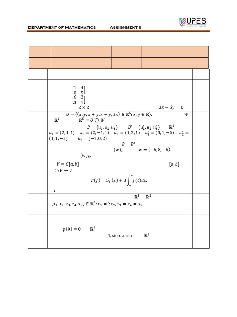 Linear Algebra II Assignment Questions | PDF