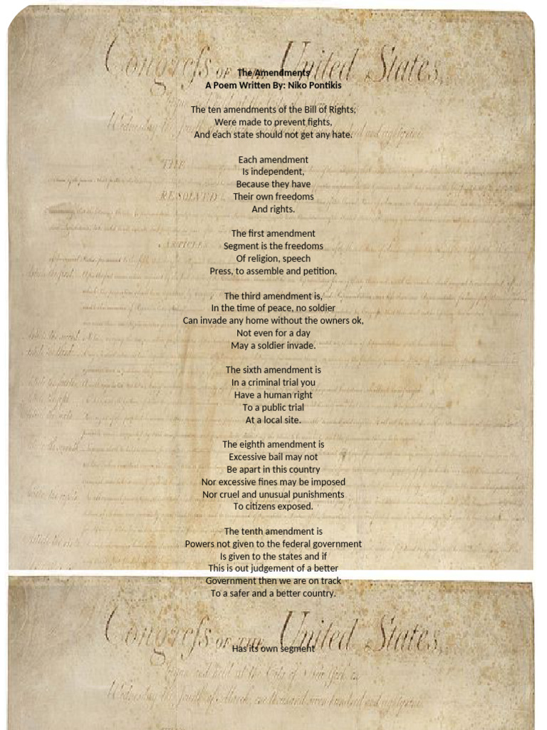 Amendments Poem | PDF