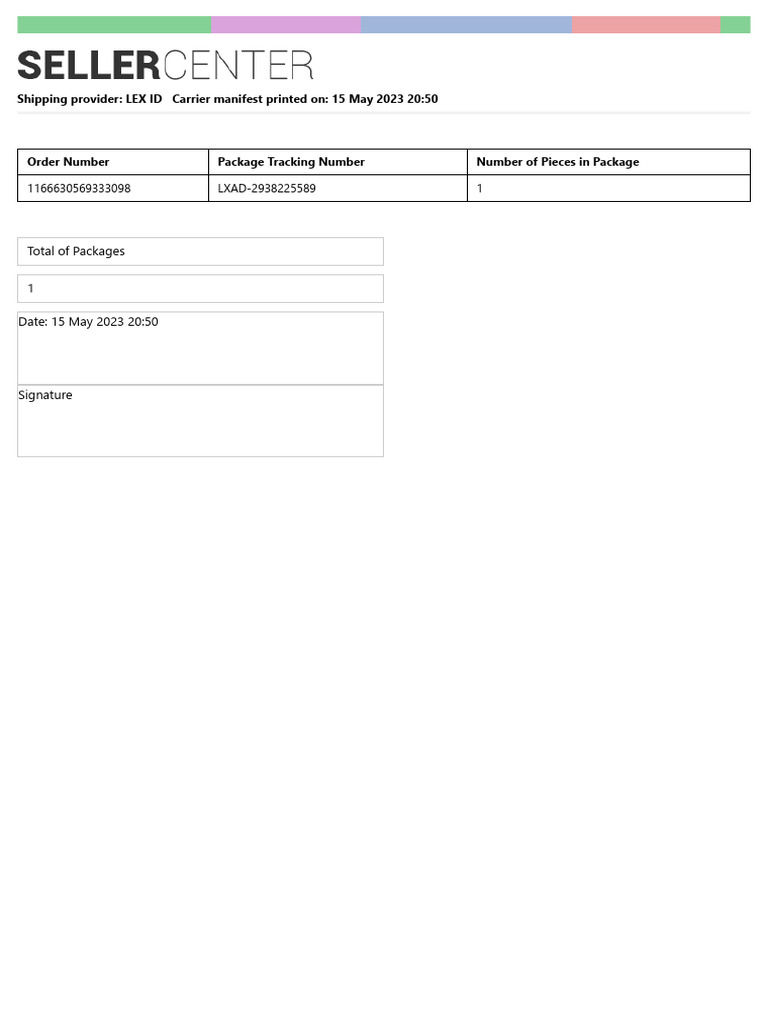 Seller Center MANIFEST | PDF