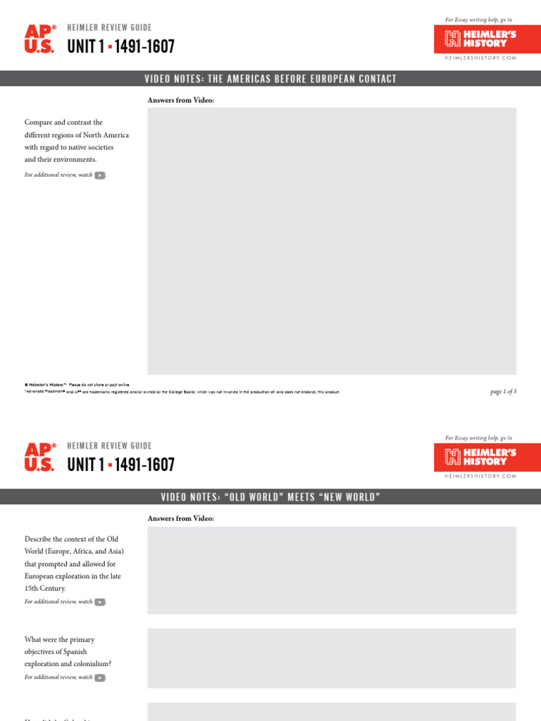 AP US HRG Unit 1 Noteguide | PDF