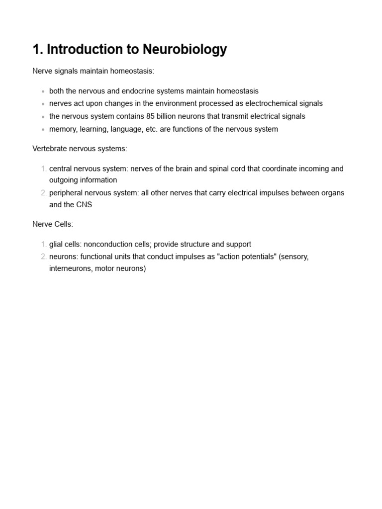Introduction To Neurobiology | PDF