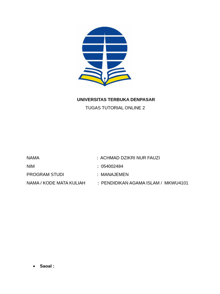 Format Tugas TUTON | PDF