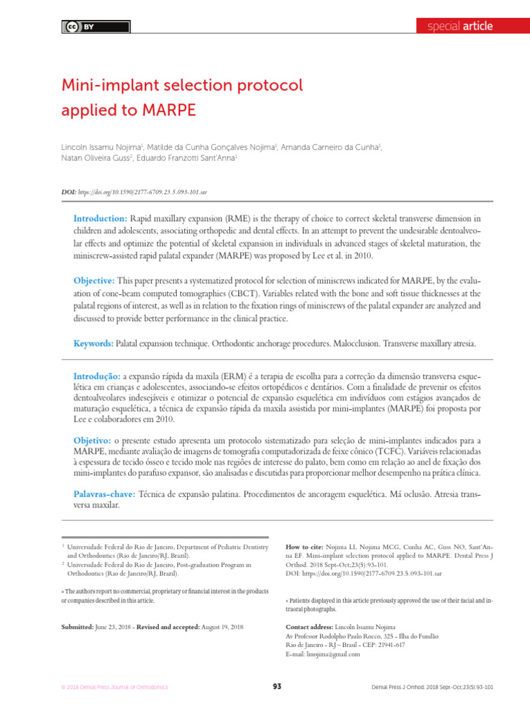 Mini-Implant Selection Protocol Applied To MARPE | PDF | Orthodontics ...