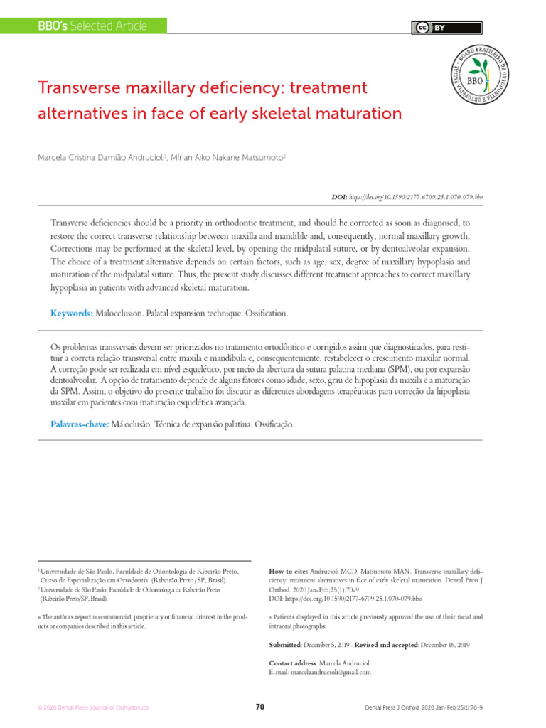 Transverse maxillary deficiency treatment alternatives | PDF ...