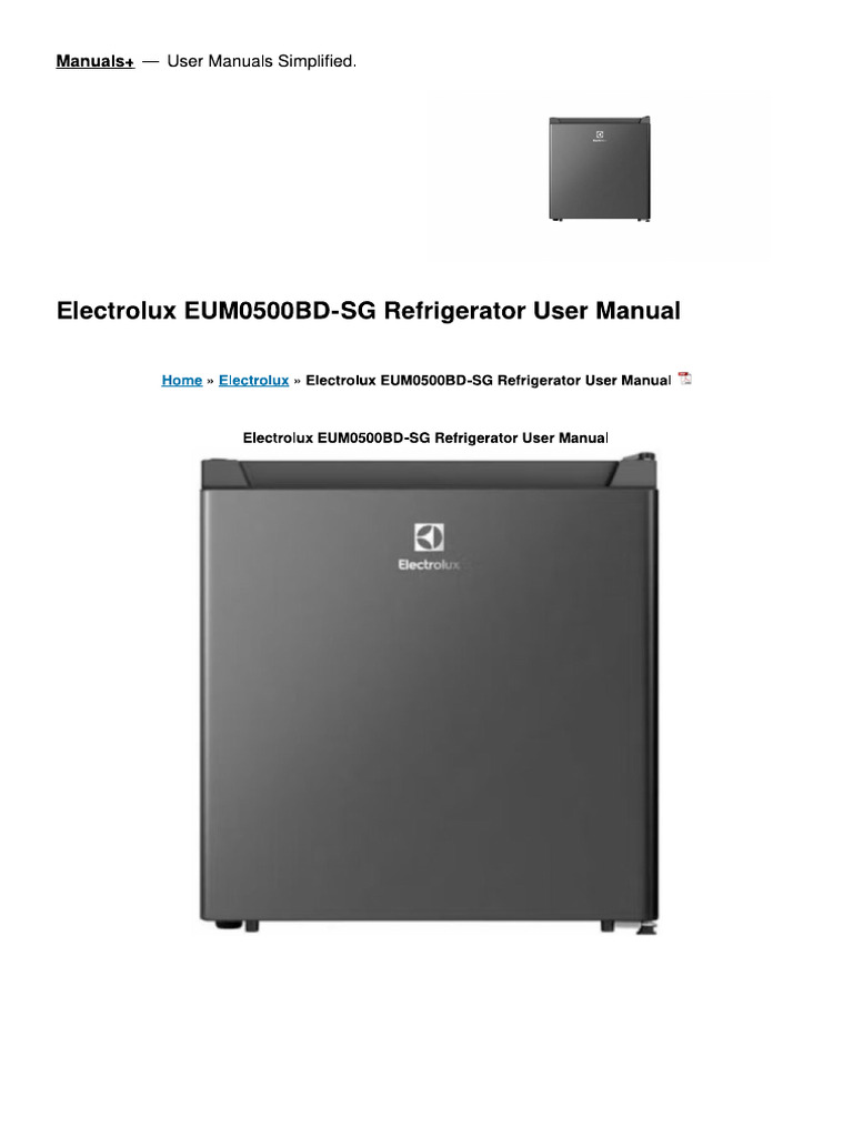 Electrolux EUM0500BD-SG Refrigerator User Manual | PDF
