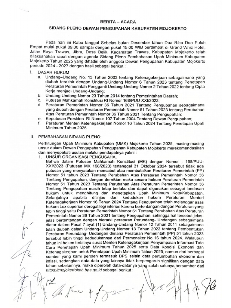 Berita Acara UMK 11 Desember 2024 | PDF