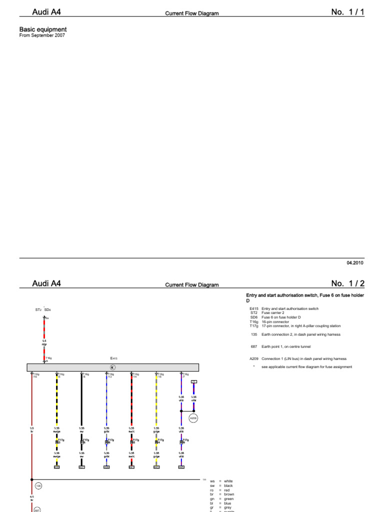 Audi a4 b7 2008 Current Flow Diagram Eng | PDF | Vehicles | Automotive ...