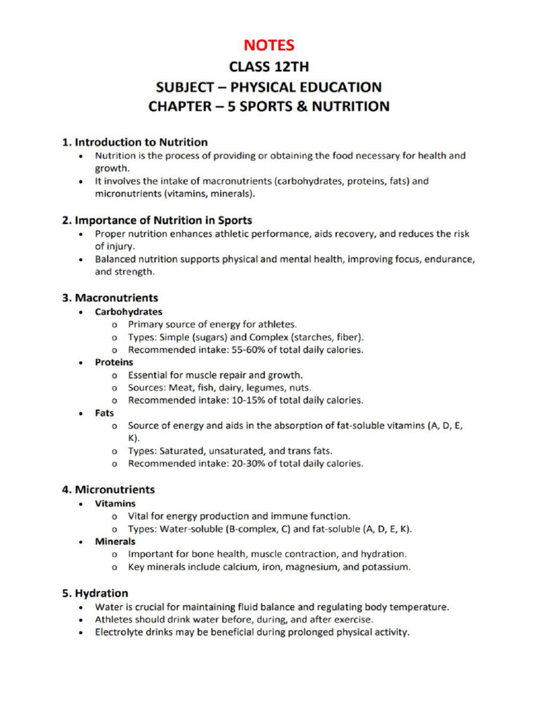 Sports and Nutrition | PDF