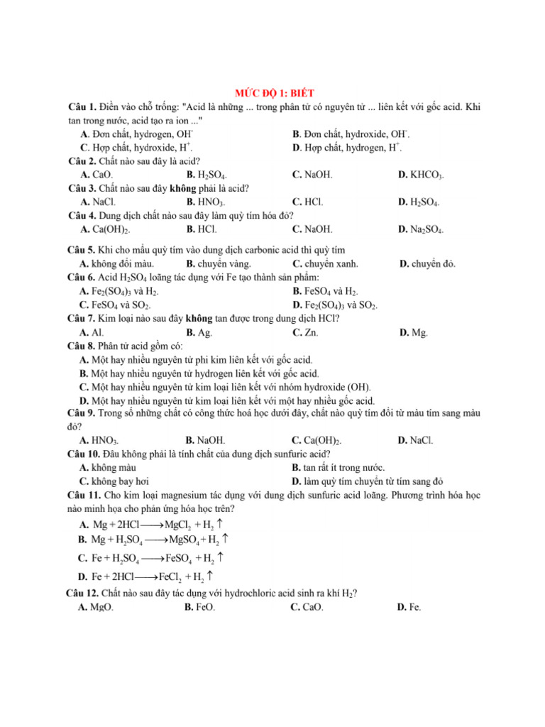 Bai Tap Ve Nha Acid | PDF