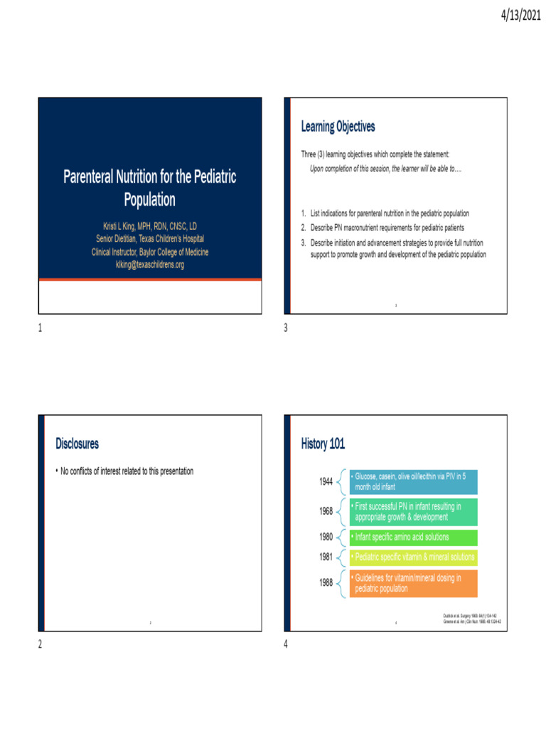 Pedi TPN - ASPEN Webinar - Kristi King 04132021 | PDF | Medical ...