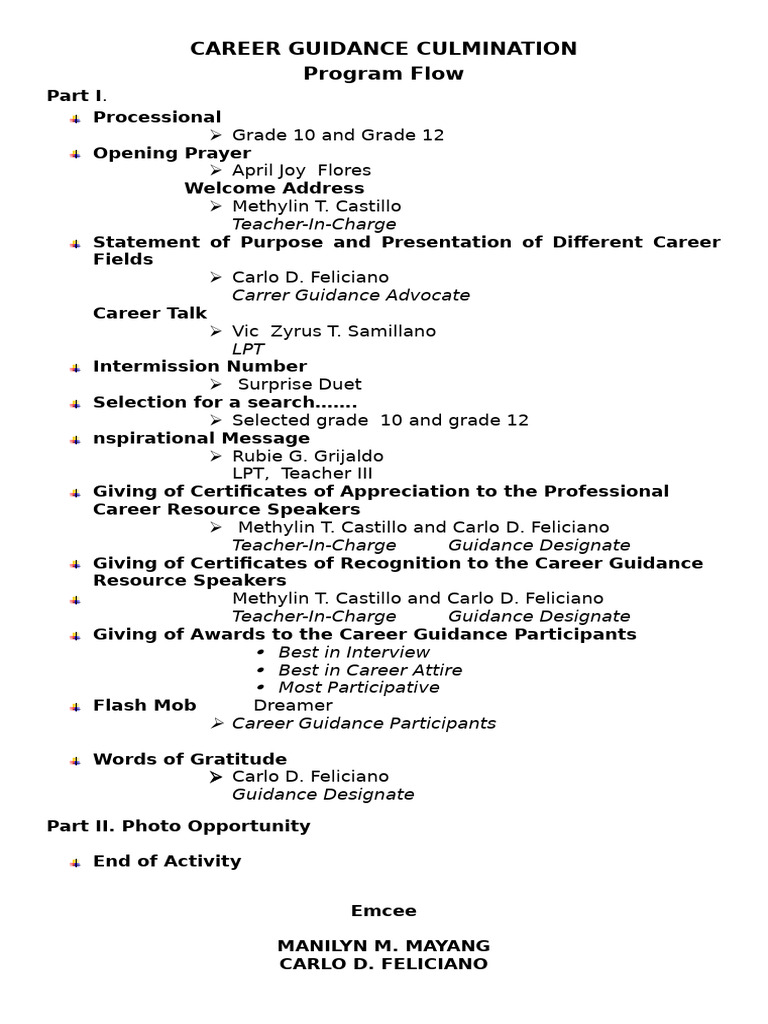 Career Guidance Culmination Program | PDF