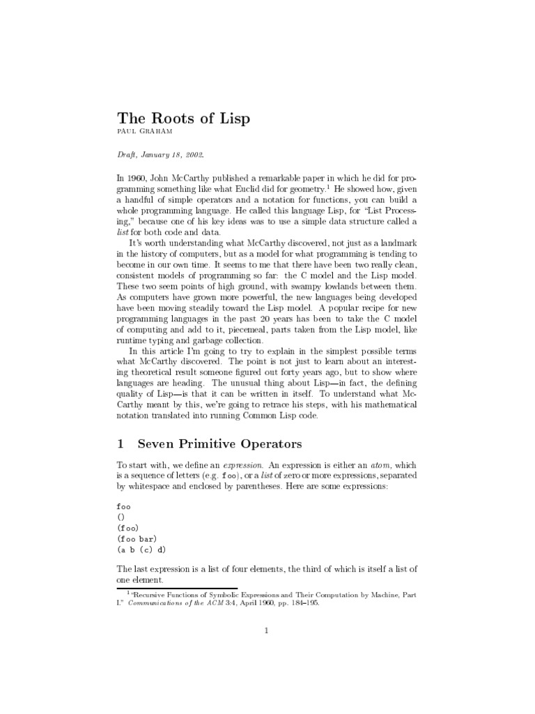 The Roots Of Lisp Pdf Function Mathematics Anonymous Function 9696