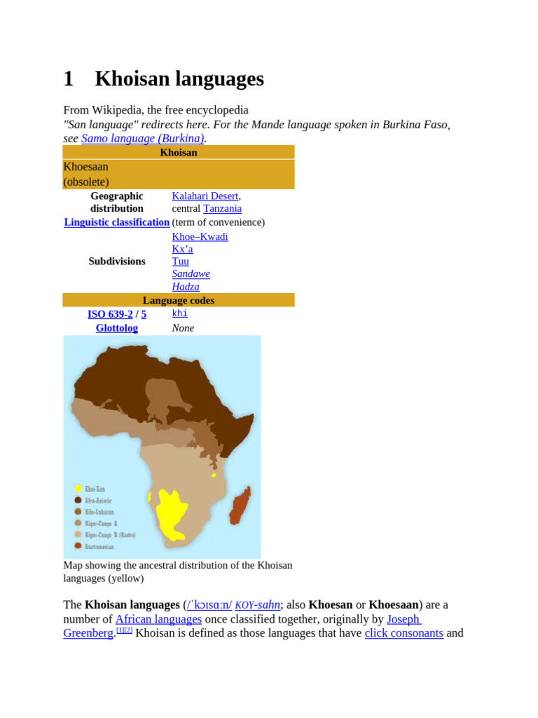 Khoisan languages | PDF | Tone (Linguistics) | Linguistics