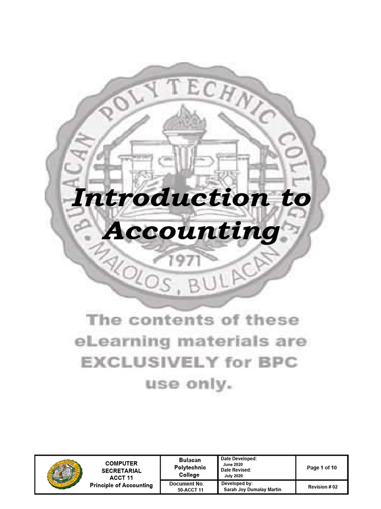 Intro to Accounting Module | PDF | Bookkeeping | Balance Sheet