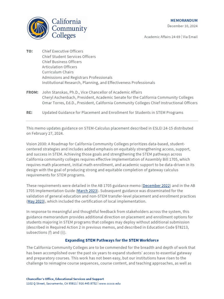 Academic Affairs 24-69 AB 1705 STEM Preparatory Course Validations Final | PDF | Science ...