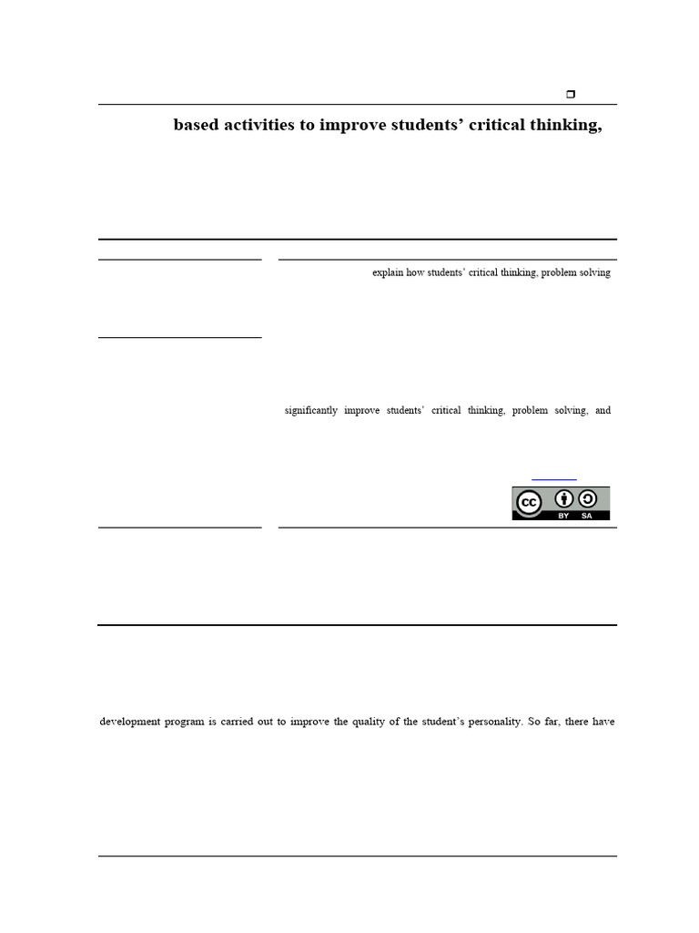 Online Activities Boost Critical Skills | PDF | Methodology | Critical ...