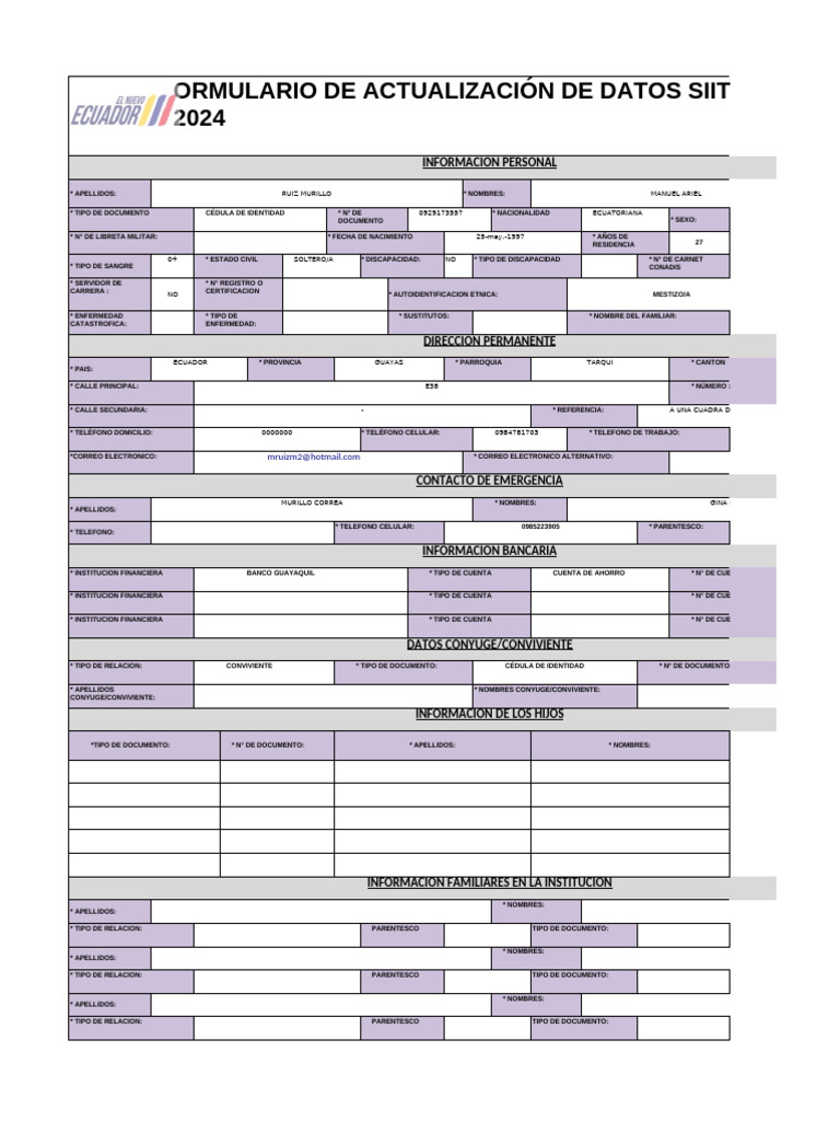 Formato Siith | PDF | Documento de identidad