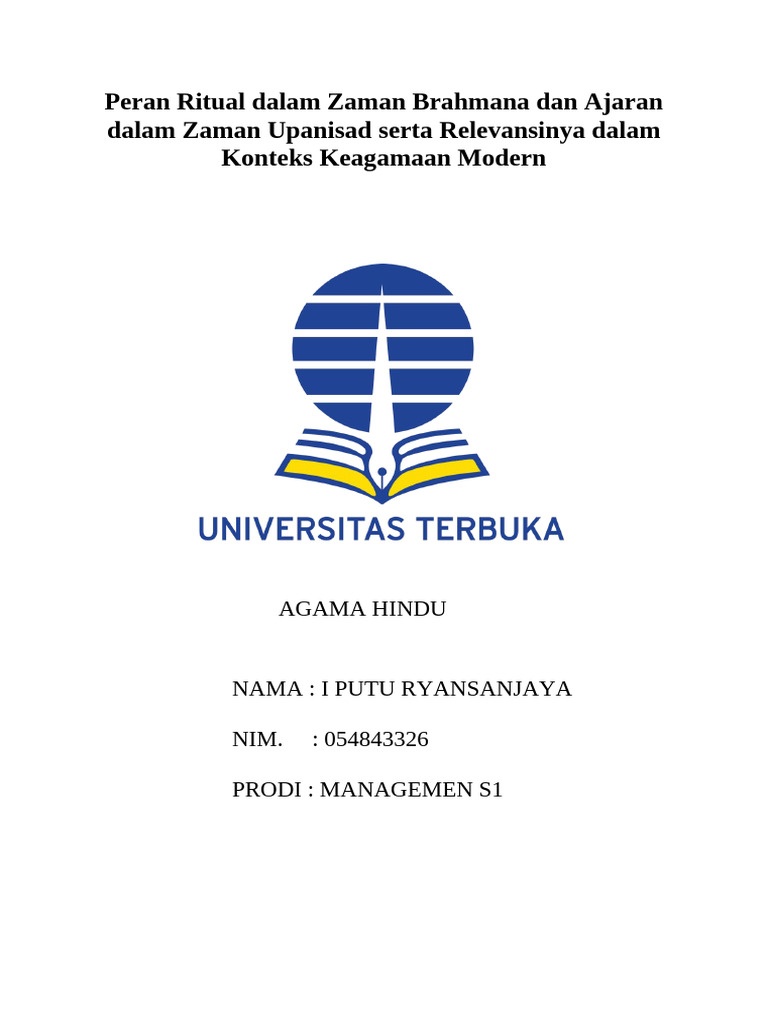 Ritual dan Ajaran Hindu: Zaman Brahmana & Upanisad | PDF