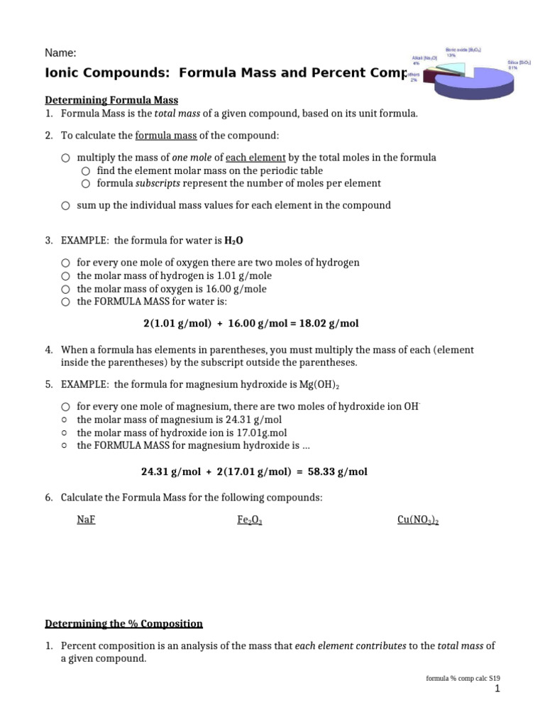 2a. Formula % Comp Calc F21 | PDF | Mole (Unit) | Chemical Compounds