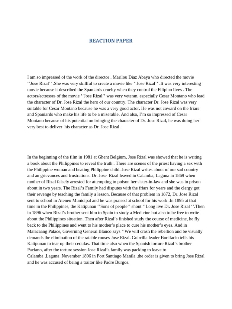 Reaction Paper | PDF | Philippines