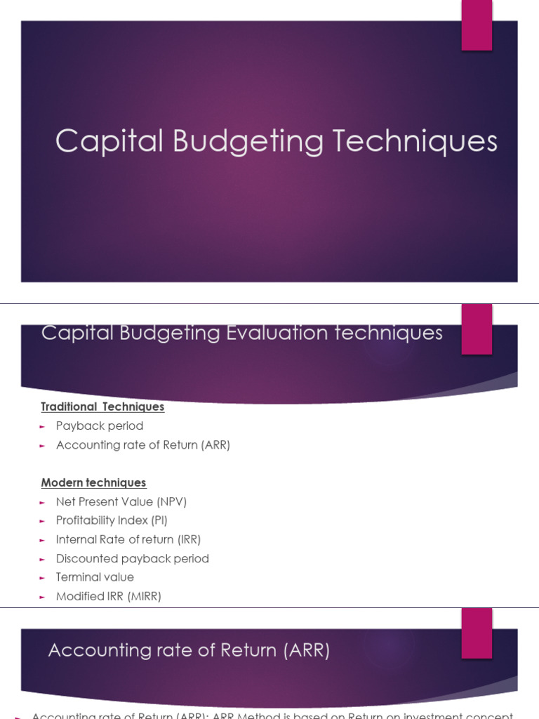 Capital Budgeting Techniques | PDF | Net Present Value | Capital Budgeting