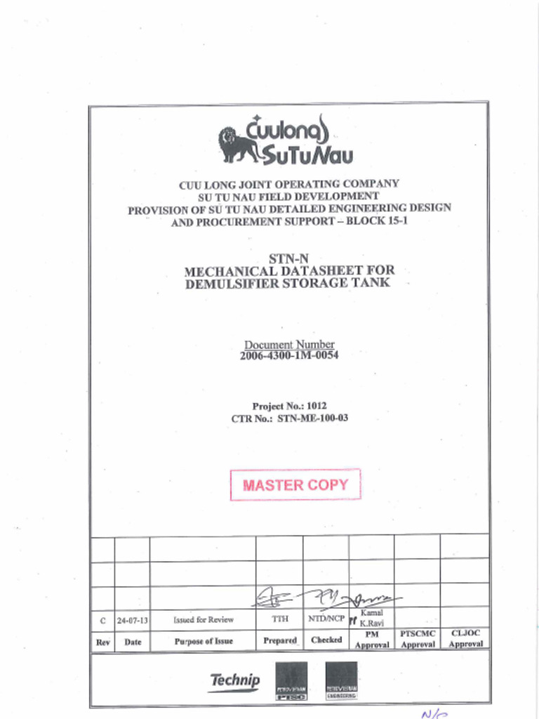 2006-4300-1M-0054 Rev C STN-N Mechanical DS For Diesel Storage Tank - NC | PDF