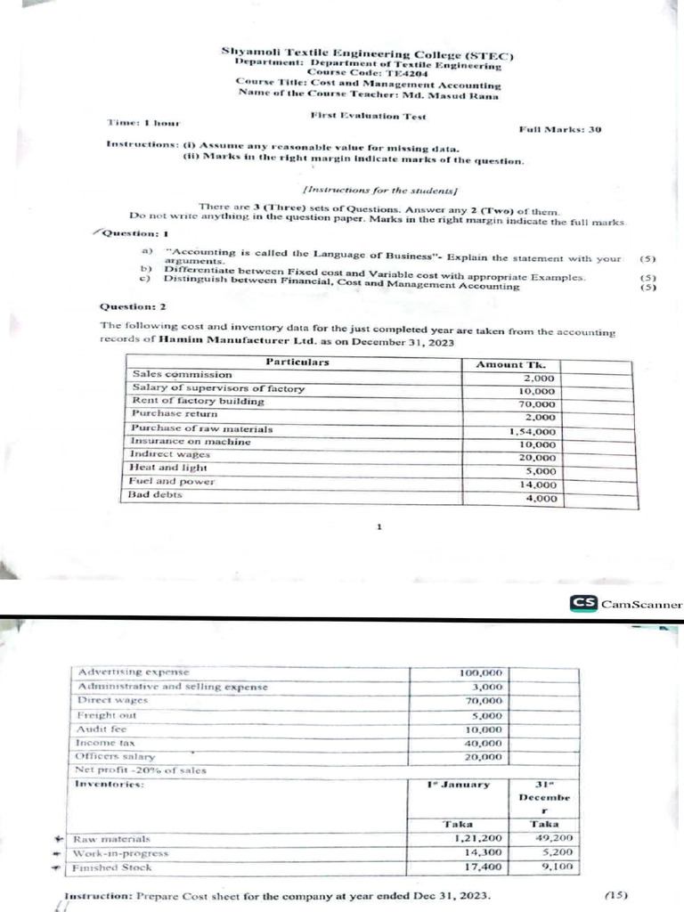 Accounting CT(1+2) STEC ?? | PDF | Inventory | Cost Of Goods Sold