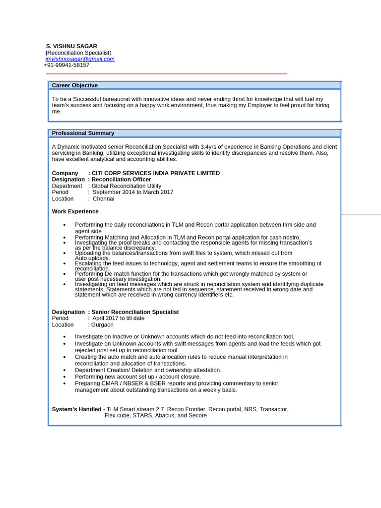 Vishnu Sagar Resume | PDF