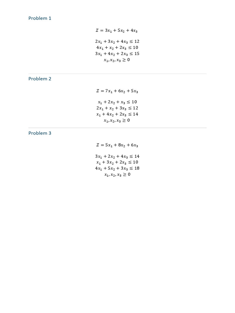 Linear Programming Optimization Problems | PDF