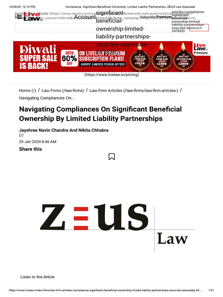 LLP Compliance & Beneficial Ownership | PDF | Limited Liability ...