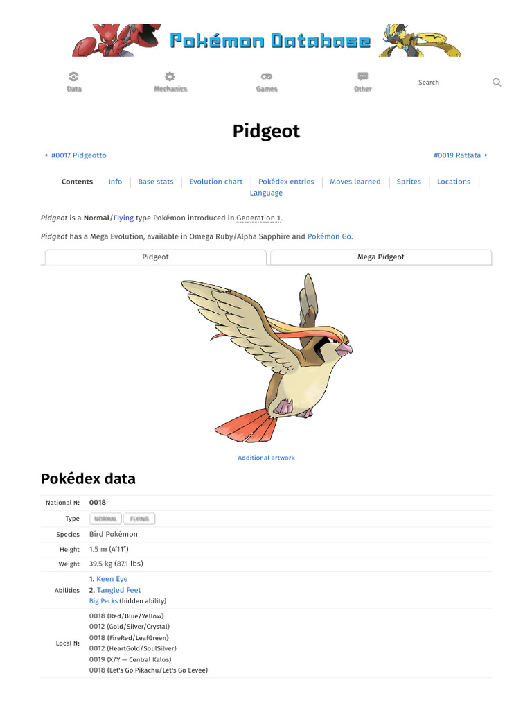 Pidgeot Pokédex - Stats, Moves, Evolution & Locations - Pokémon ...