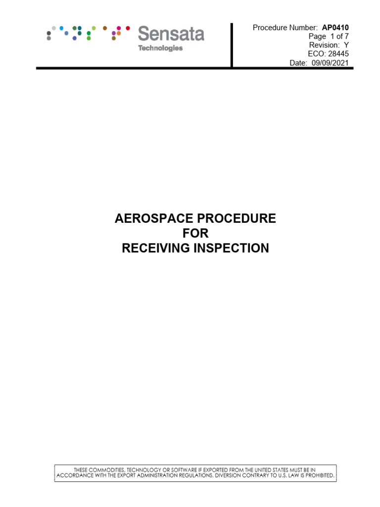 Kavlico Receiving Inspection Procedure | PDF | Visual Acuity ...