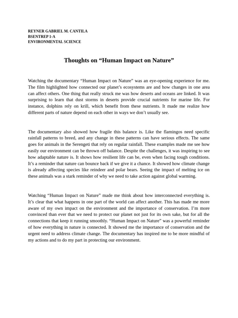 Human Impact On Nature | PDF