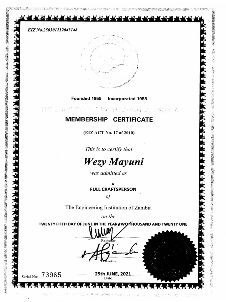 Eiz Certificate | PDF