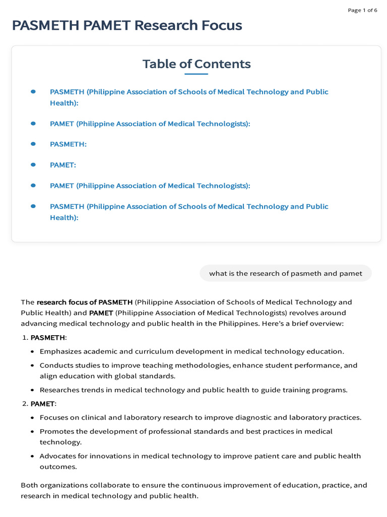 PASMETH PAMET Research Focus | PDF | Health Care | Teachers
