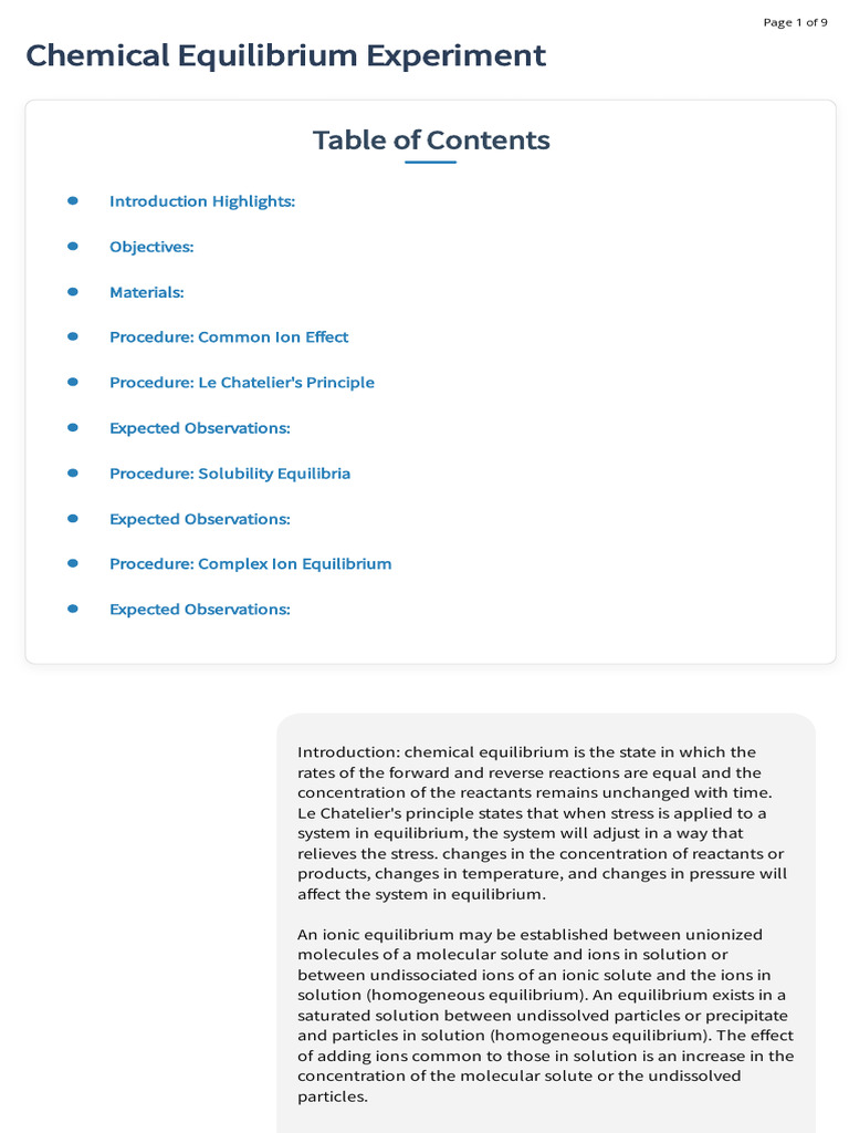 Chemical-Equilibrium-Experiment | PDF | Chemical Equilibrium | Chemical ...
