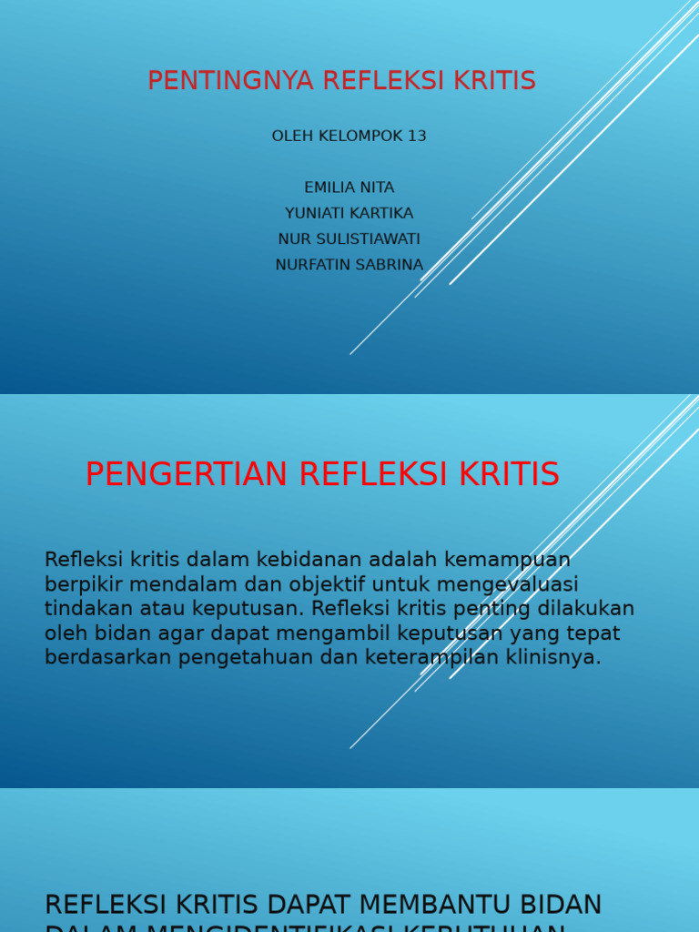 PENTINGNYA REFLEKSI KRITIS | PDF