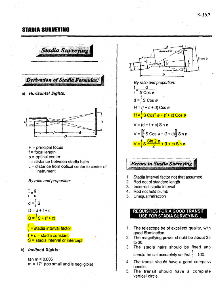 Stadia Surveying | PDF | Surveying | Metrology