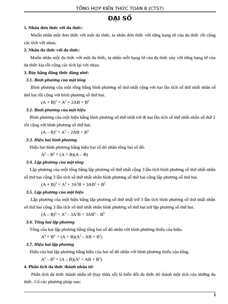 Tong Hop Kien Thuc Co Ban Toan 8 | PDF