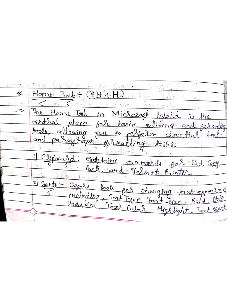 Microsoft Word Home Tab | PDF