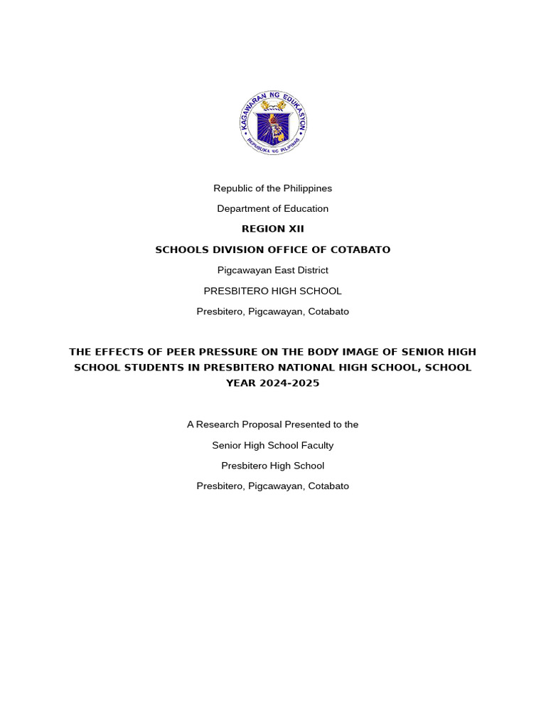 Front-Matter PHS - Docx 20241201 114233 0000 | PDF | Adolescence | Body Image