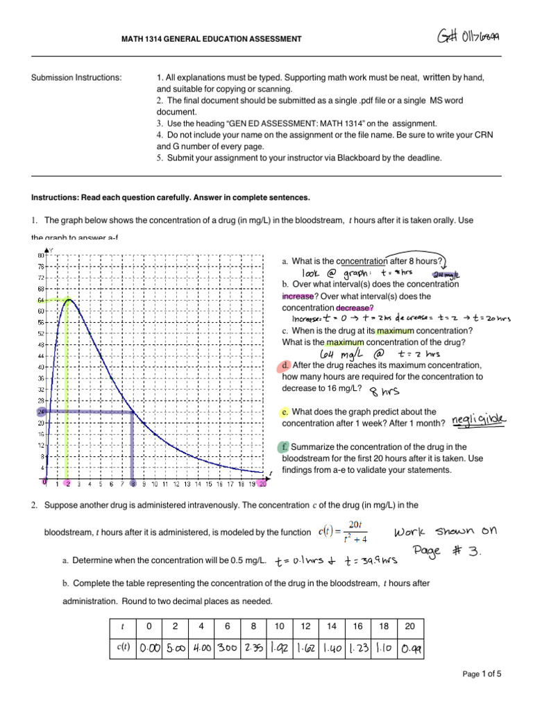 Gen Ed Assessment - Math 1314 | PDF