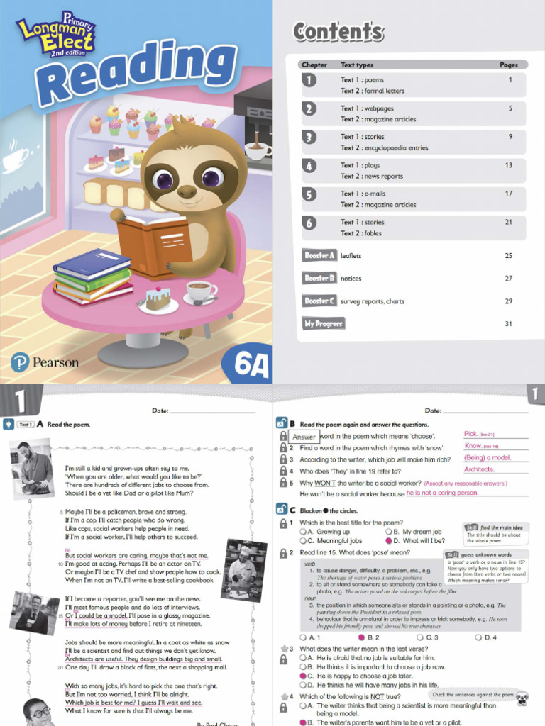 Longman Elect 2nd Edition Reading 6A - Answer | PDF