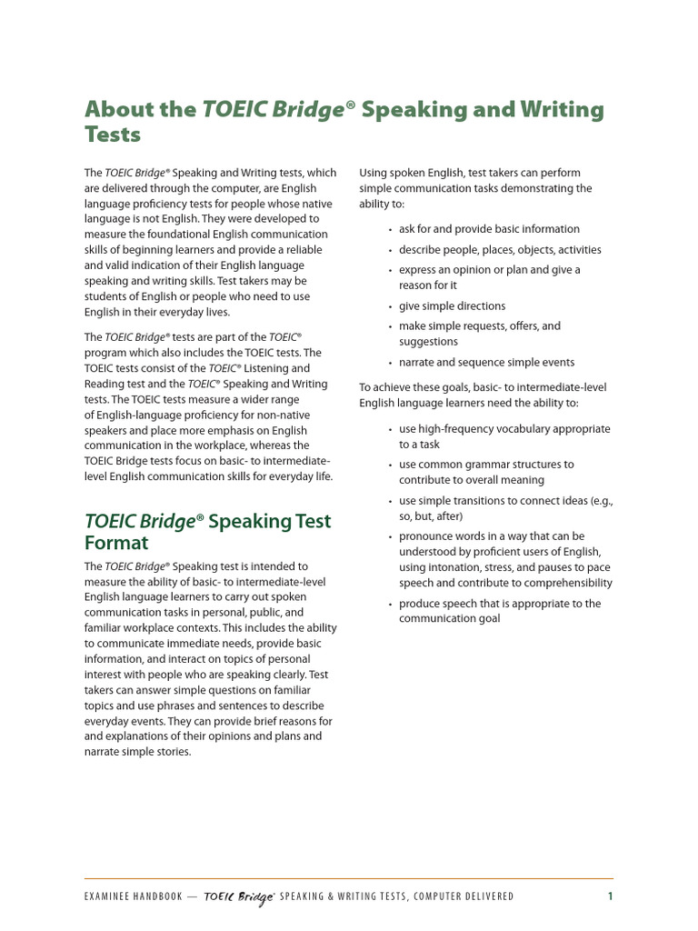 TOEIC REDESIGNED BRIDGE SW Sample Questions | PDF | English Language | Communication