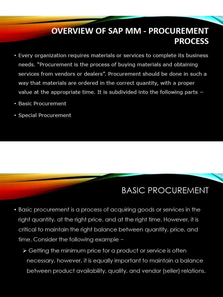 SAP MM Procurement Process Overview | PDF | Economies | Business