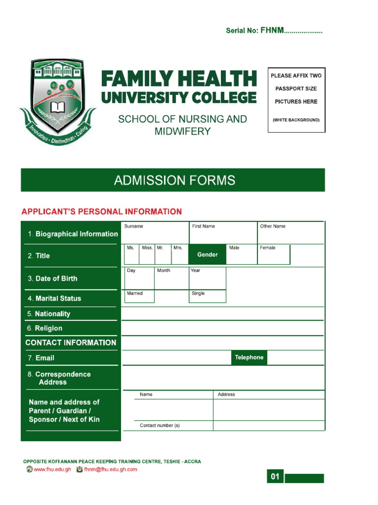 Nursing SCH Application Form | PDF