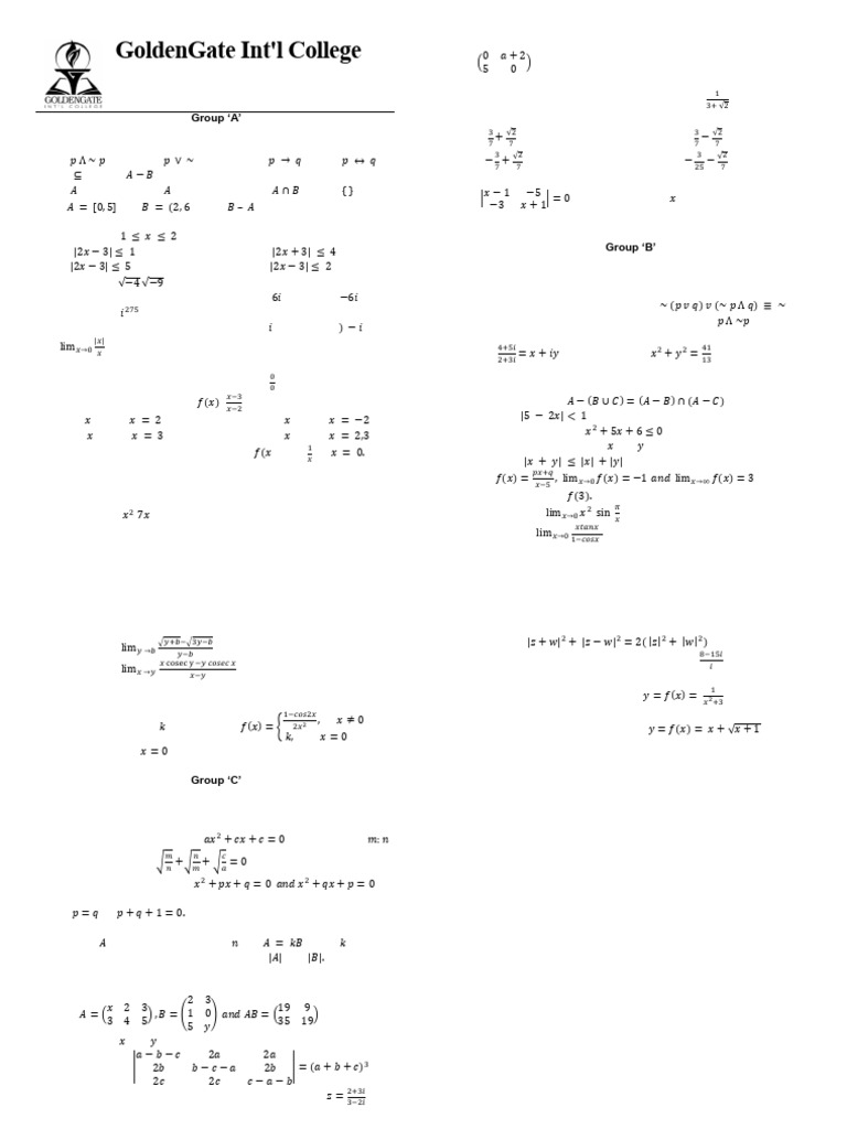 Maths Xi Project Work Iv Pdf Functions And Mappings Abstract Algebra