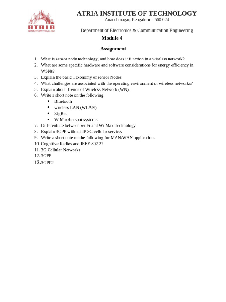 IoT and Wirelenetworks Assignments On Module 4 and Module 5 | PDF