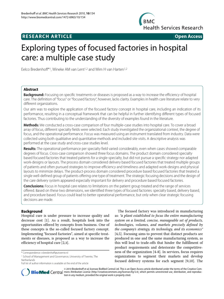 Focused Factory in Hospital Care | PDF | Surgery | Hospital
