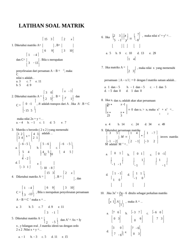 Soal Soal Matriks | PDF
